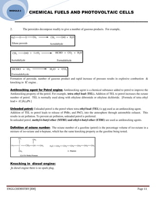 ENGINEERING CHEMISTRY: Module 3 [chemical fuels & solar cells] | PDF