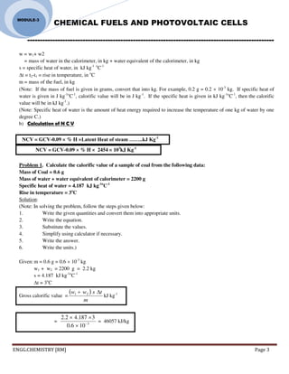 ENGINEERING CHEMISTRY: Module 3 [chemical fuels & solar cells] | PDF