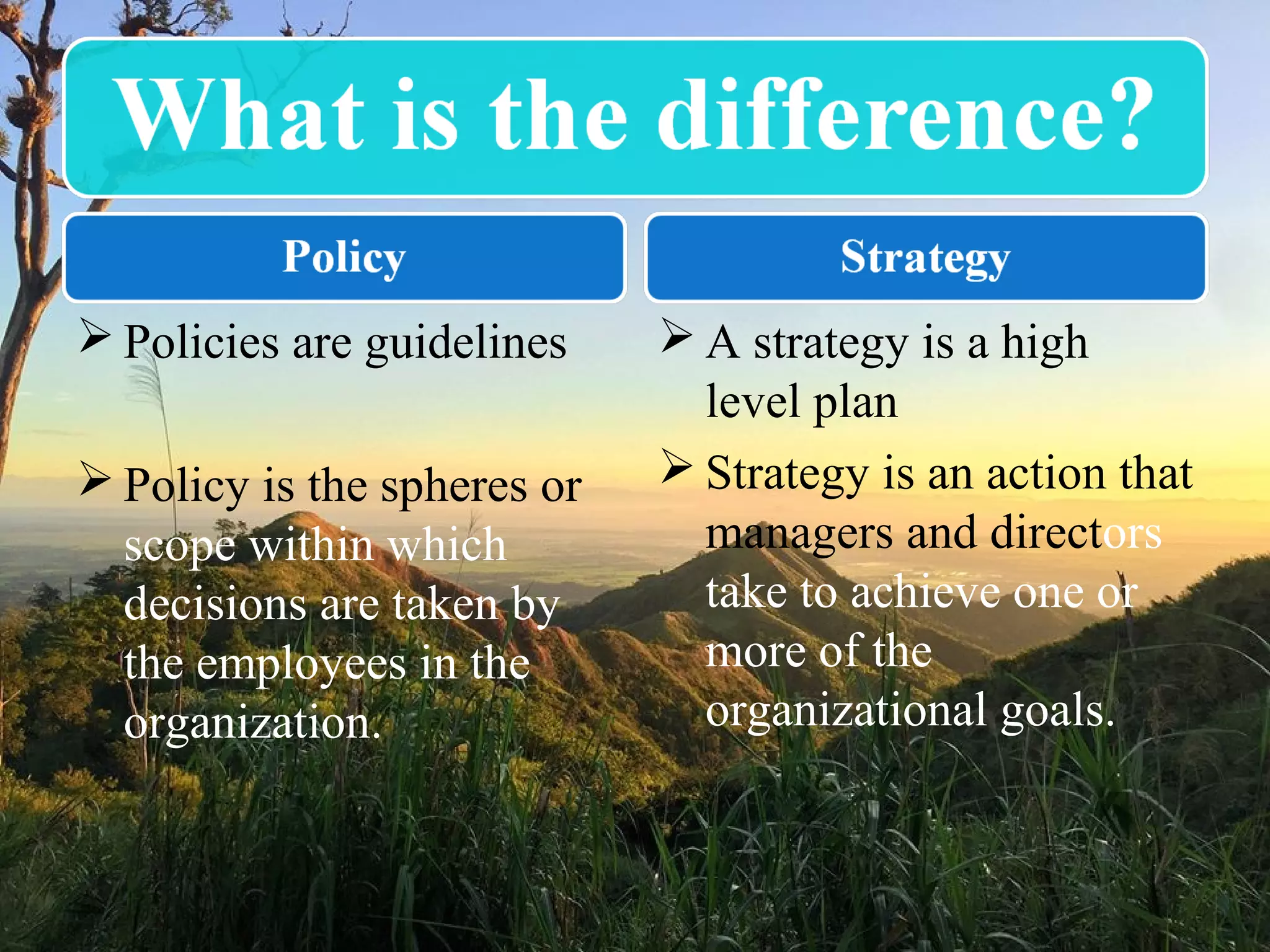 Vision, Mission, Goals & Policy Setting | PPT