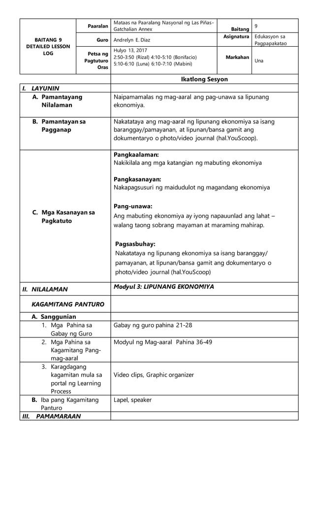 ESP 9 MODYUL 3 | DOCX