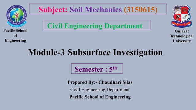 Module- 3 Subsurface Investigation.pptx | Civil Engineering Industry ...