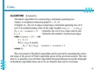 Prims Algorithm, Kruskals algorithm, Dijkstra’s Algorithm | PPTX