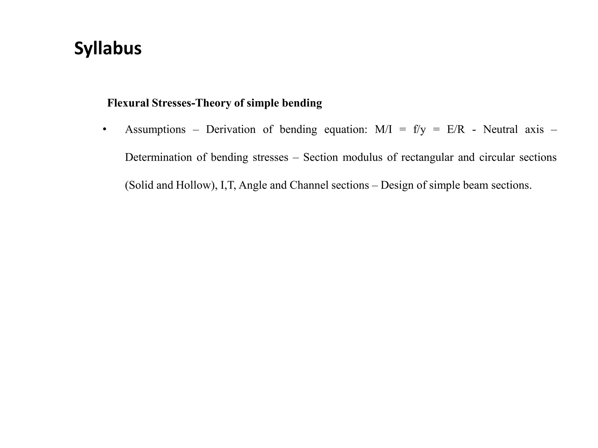 Module 4 flexural stresses- theory of bending | PPTX