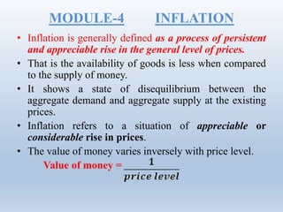 Inflation in Economics - Types, Properties, Methods to overcome | PPTX