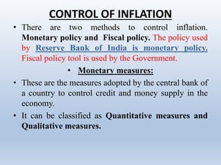 Inflation in Economics - Types, Properties, Methods to overcome | PPTX