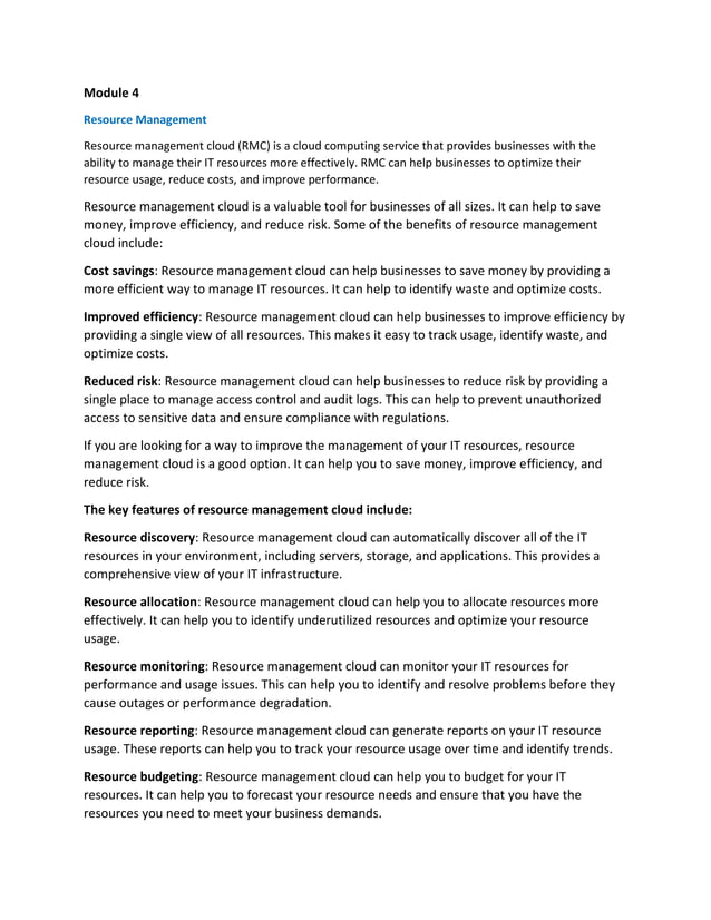 Module -4 Resource Management.pdf | Cloud Computing | Internet