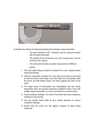 Micrometer Parts And Functions