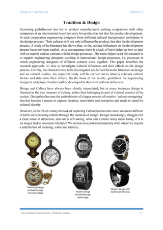 Design and Engineering-Module 5: User Centered and Product Centered Design, Cultural Influence ...