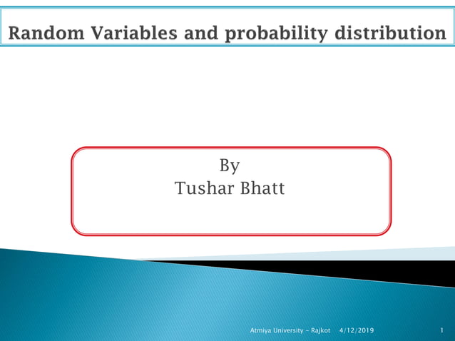 Random Variable and Probability Distribution | PDF | Physics | Science