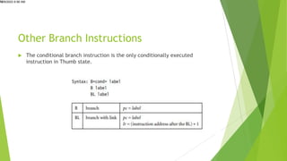 Arm instruction set and the thumb instructions | PDF