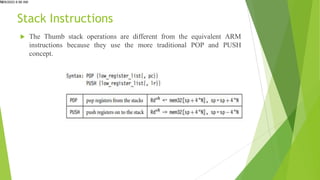 Arm instruction set and the thumb instructions | PDF