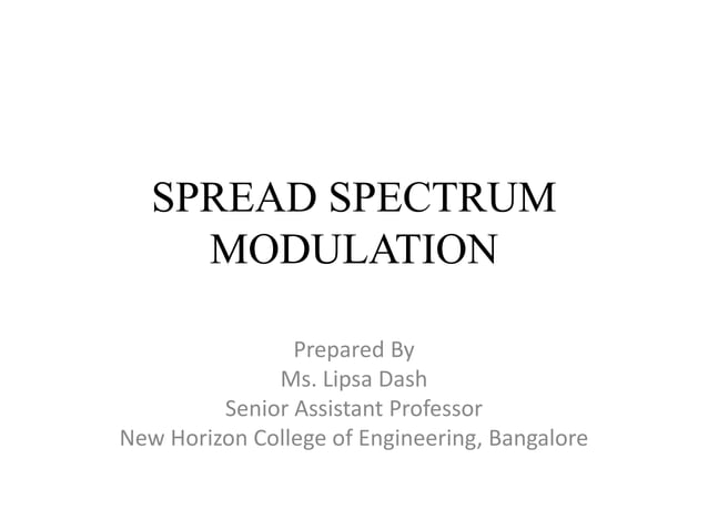 Spread Spectrum Modulation Pptx Computer Networking Computing