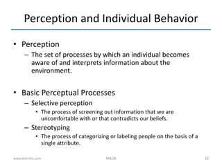 M&OB - Individual Behavior | PPT