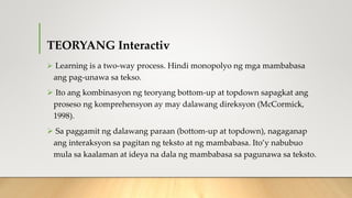 mga teorya sa pagbabasa | PPTX