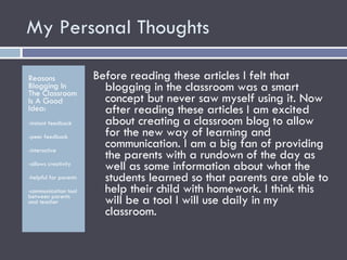 Blogging In The Classroom | PPT