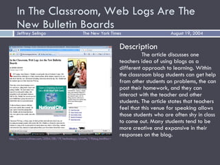 Blogging In The Classroom | PPT
