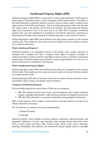 Design and Engineering-Module 6:Modular Design, Design Optimization, Internet of Things, IPR ...