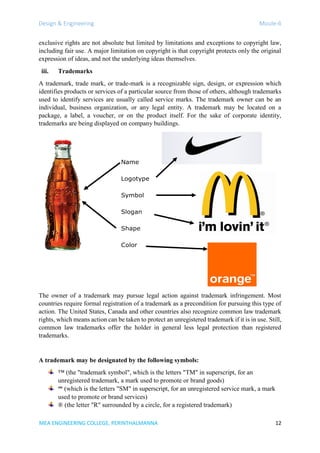 Design and Engineering-Module 6:Modular Design, Design Optimization, Internet of Things, IPR ...