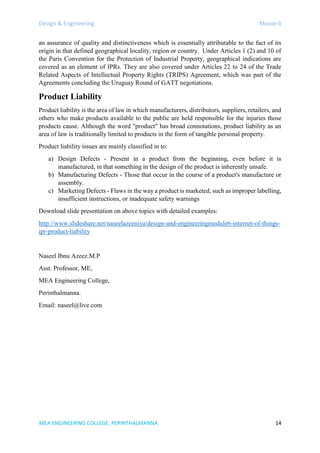 Design and Engineering-Module 6:Modular Design, Design Optimization, Internet of Things, IPR ...