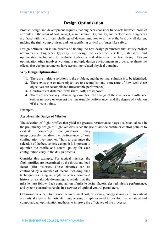 Design and Engineering-Module 6:Modular Design, Design Optimization, Internet of Things, IPR ...