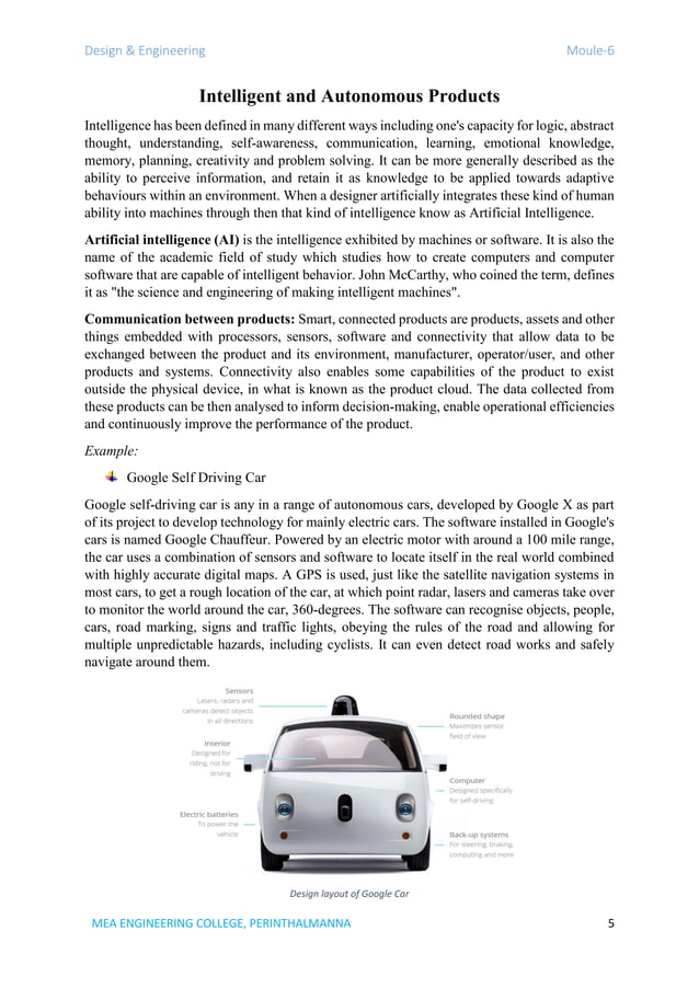 Design and Engineering-Module 6:Modular Design, Design Optimization, Internet of Things, IPR ...