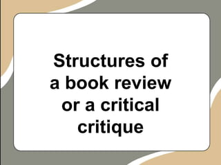 book review article critique module 7 reading | PPTX