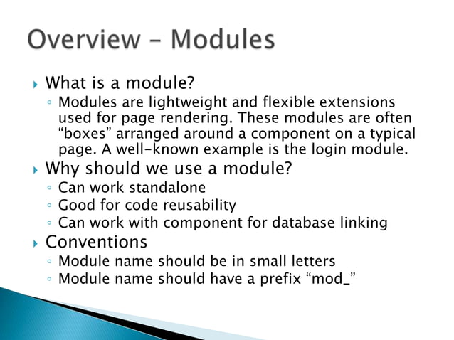 Modules and Components Introduction in Joomla! 2.5 | PPT