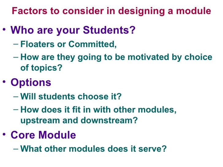Module Design in University Courses