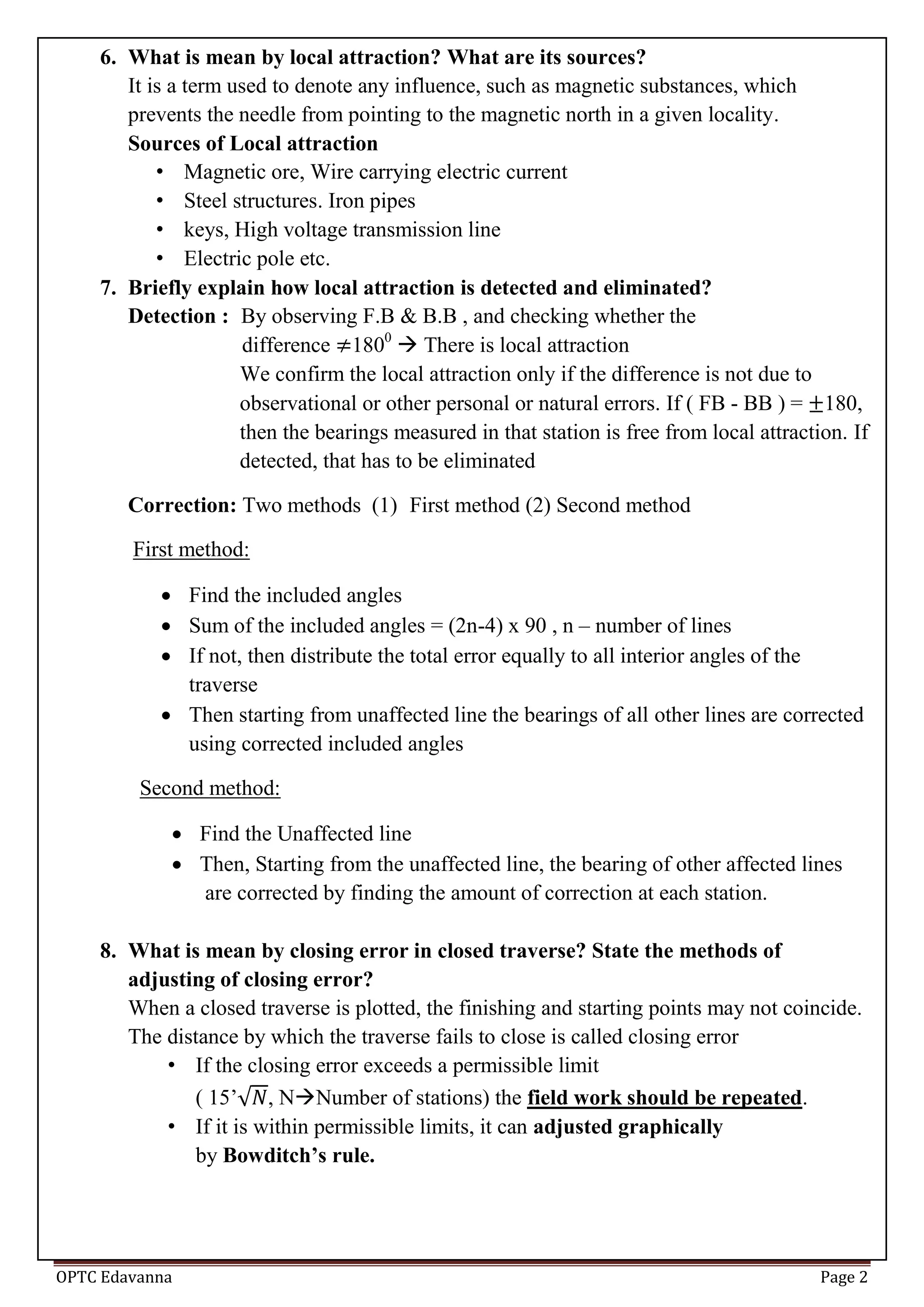 Surveying - Module II - compass surveying | PDF