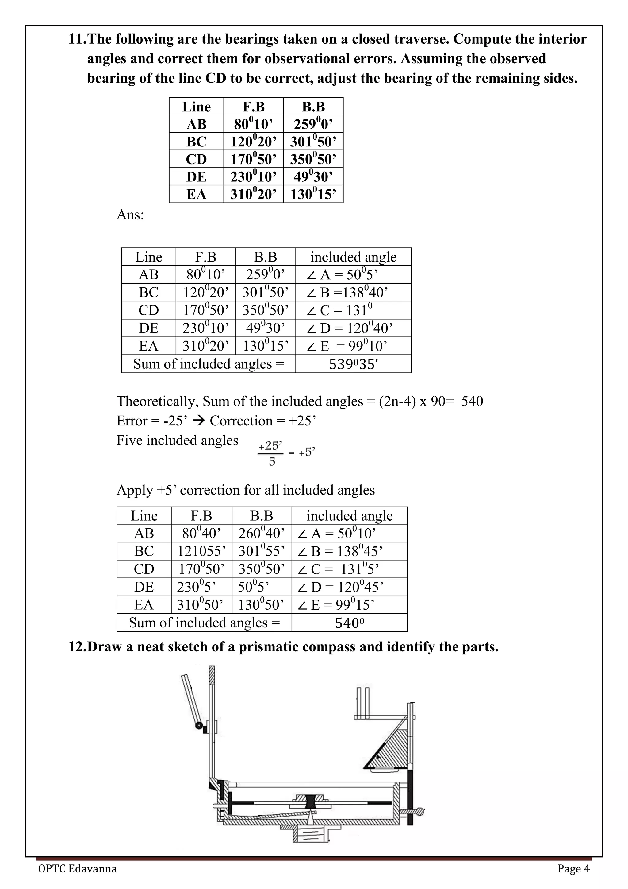 Surveying - Module II - compass surveying | PDF