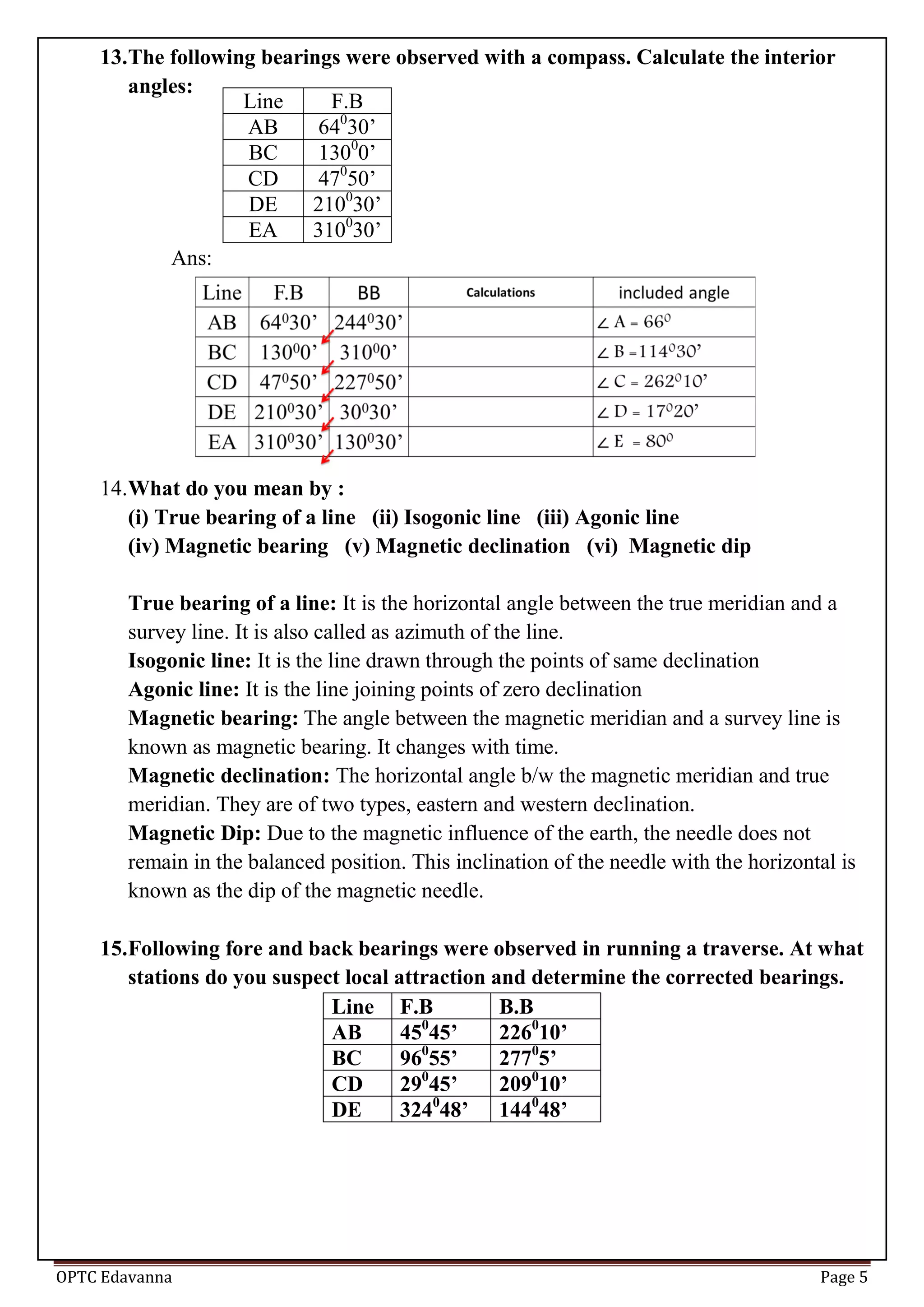 Surveying - Module II - compass surveying | PDF