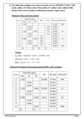Surveying - Module iii-levelling only note | PDF