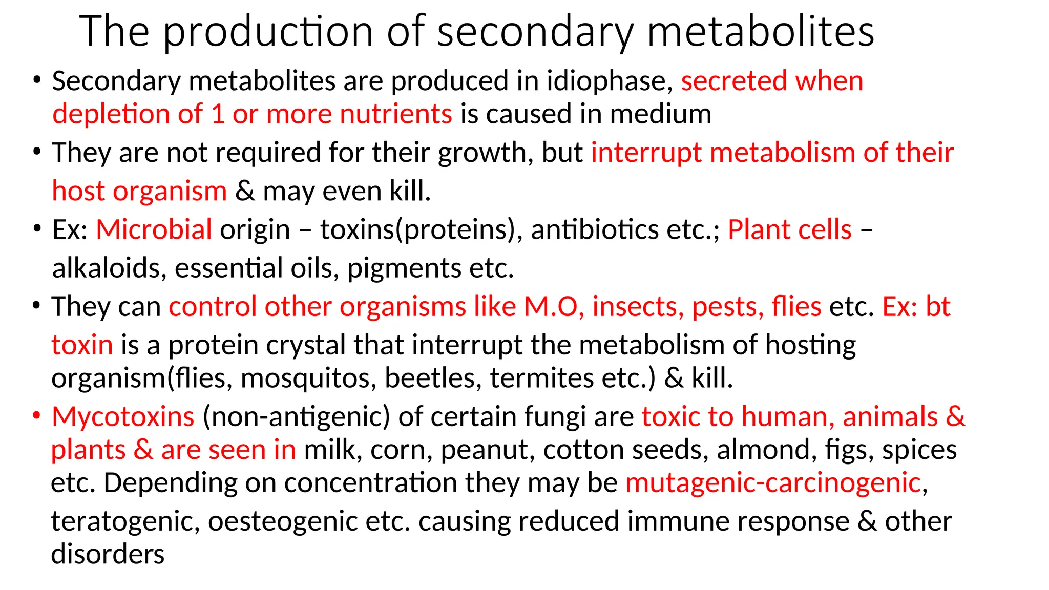 Production Of Secondary Metabolites Pptx
