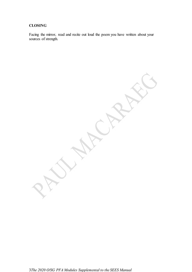 Module IV on PFA (Psychological First Aid) | Sources of Strengths | DOC