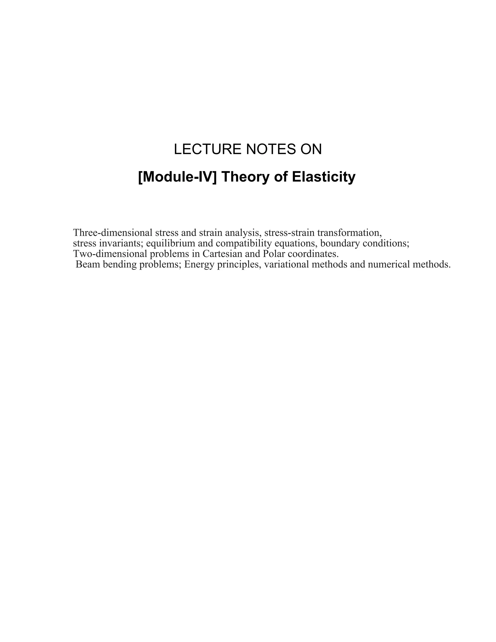 Theory of Elasticity | PDF
