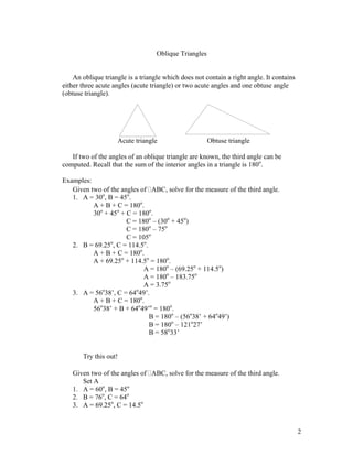 Module triangle trigonometry | PDF