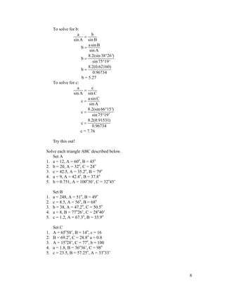 Module triangle trigonometry | PDF