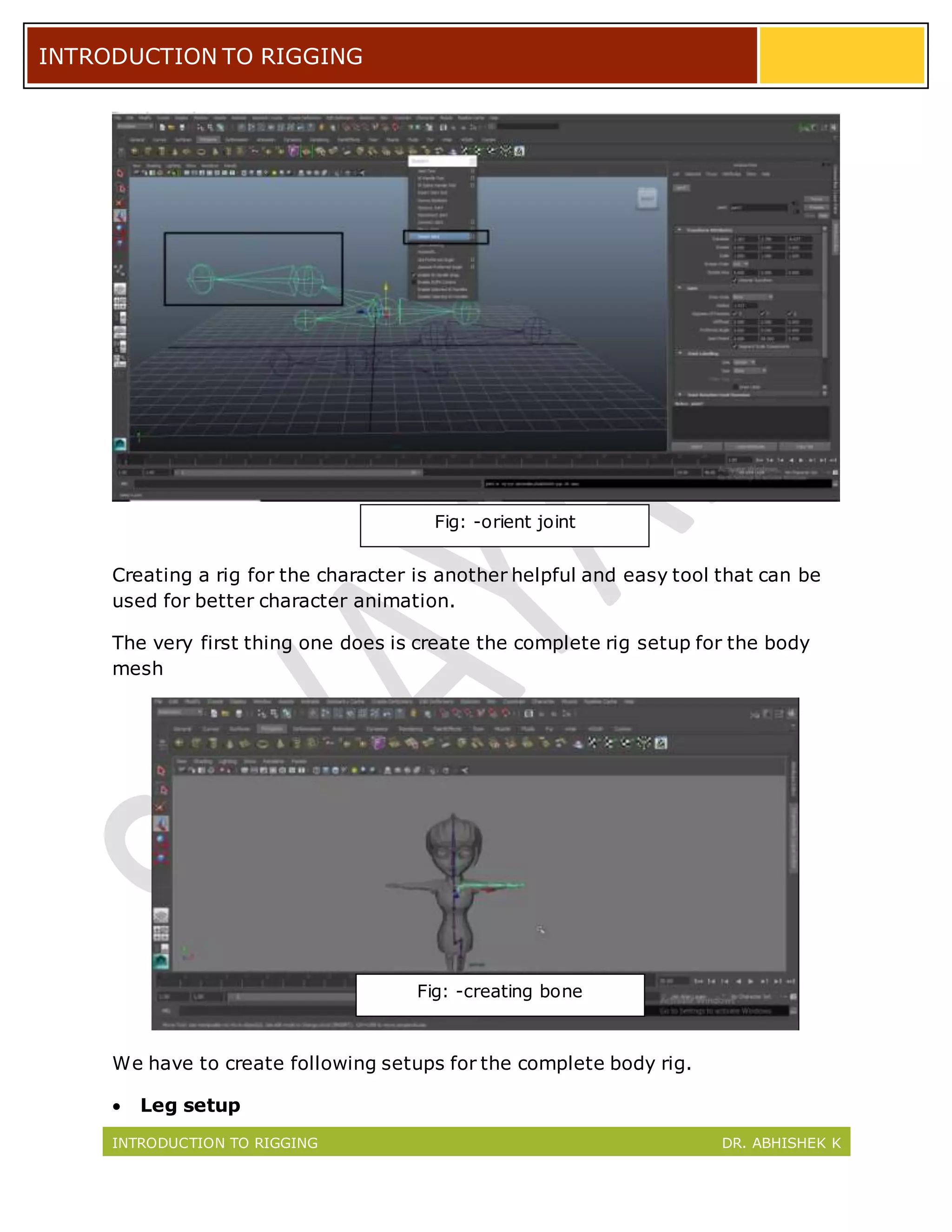 Module 019 introduction to bone setup, rigging character_e_text | DOCX