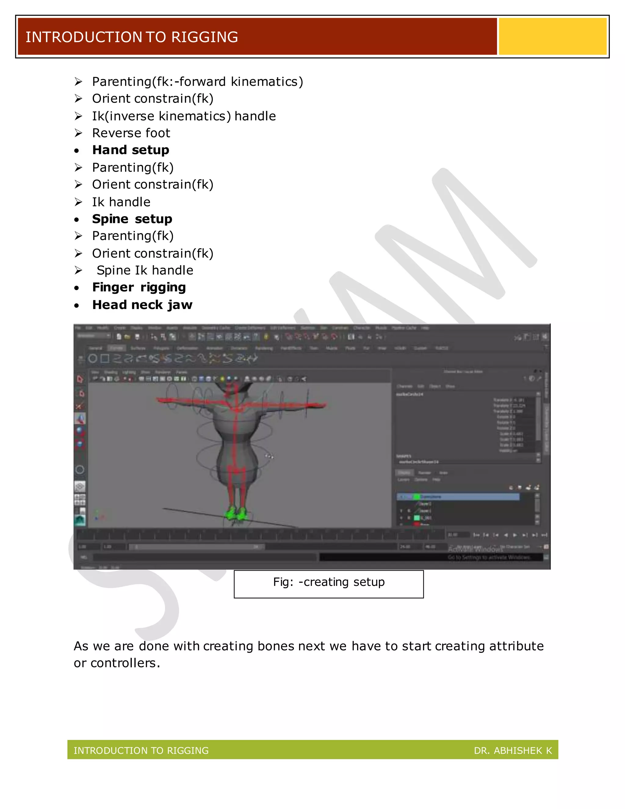 Module 019 introduction to bone setup, rigging character_e_text | DOCX