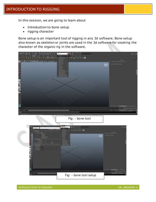 Module 019 introduction to bone setup, rigging character_e_text | DOCX