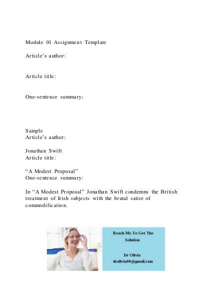 Module 01 Assignment TemplateArticle’s authorArticle ti | DOCX