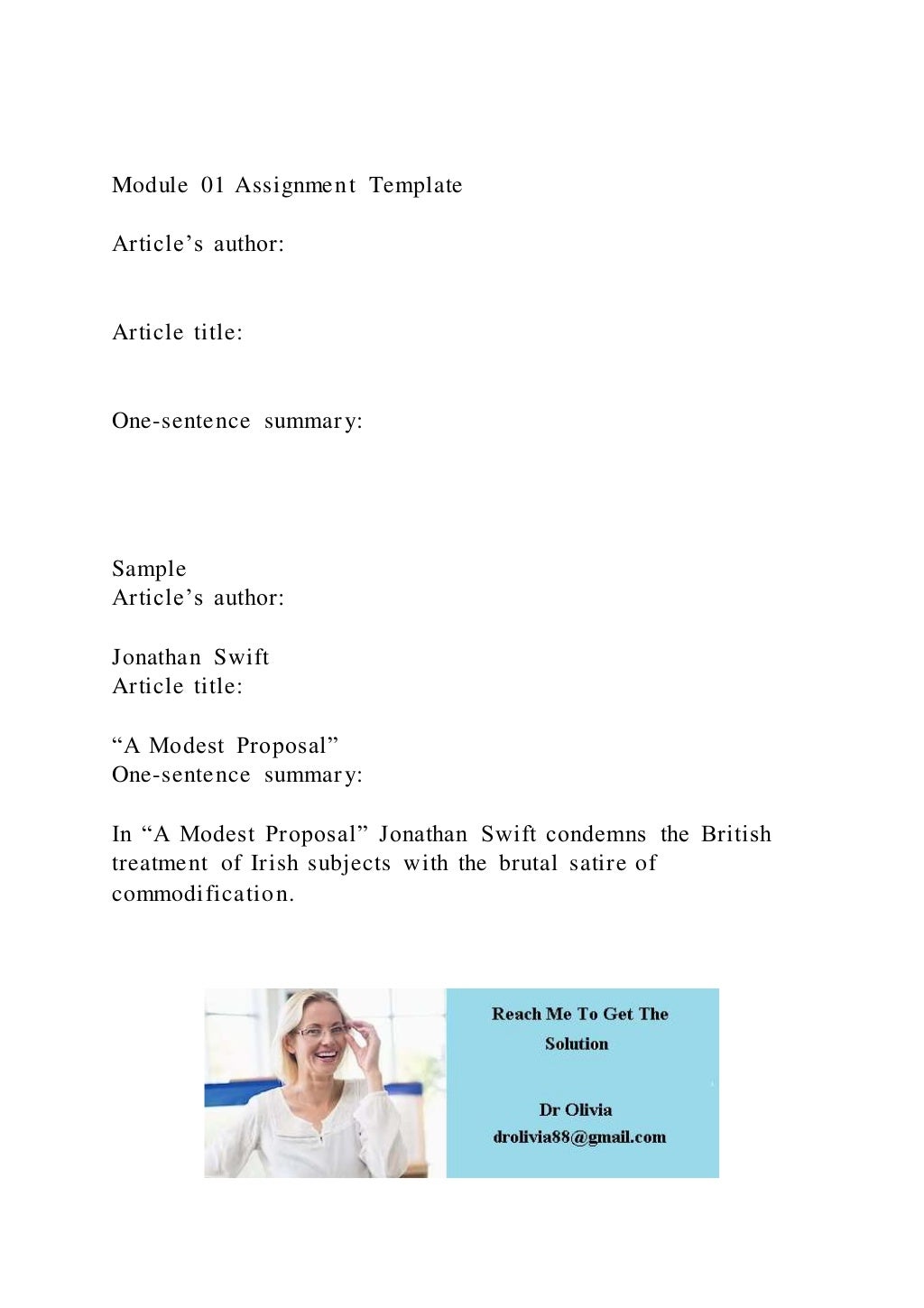 Module 01 Assignment TemplateArticle’s authorArticle ti | DOCX