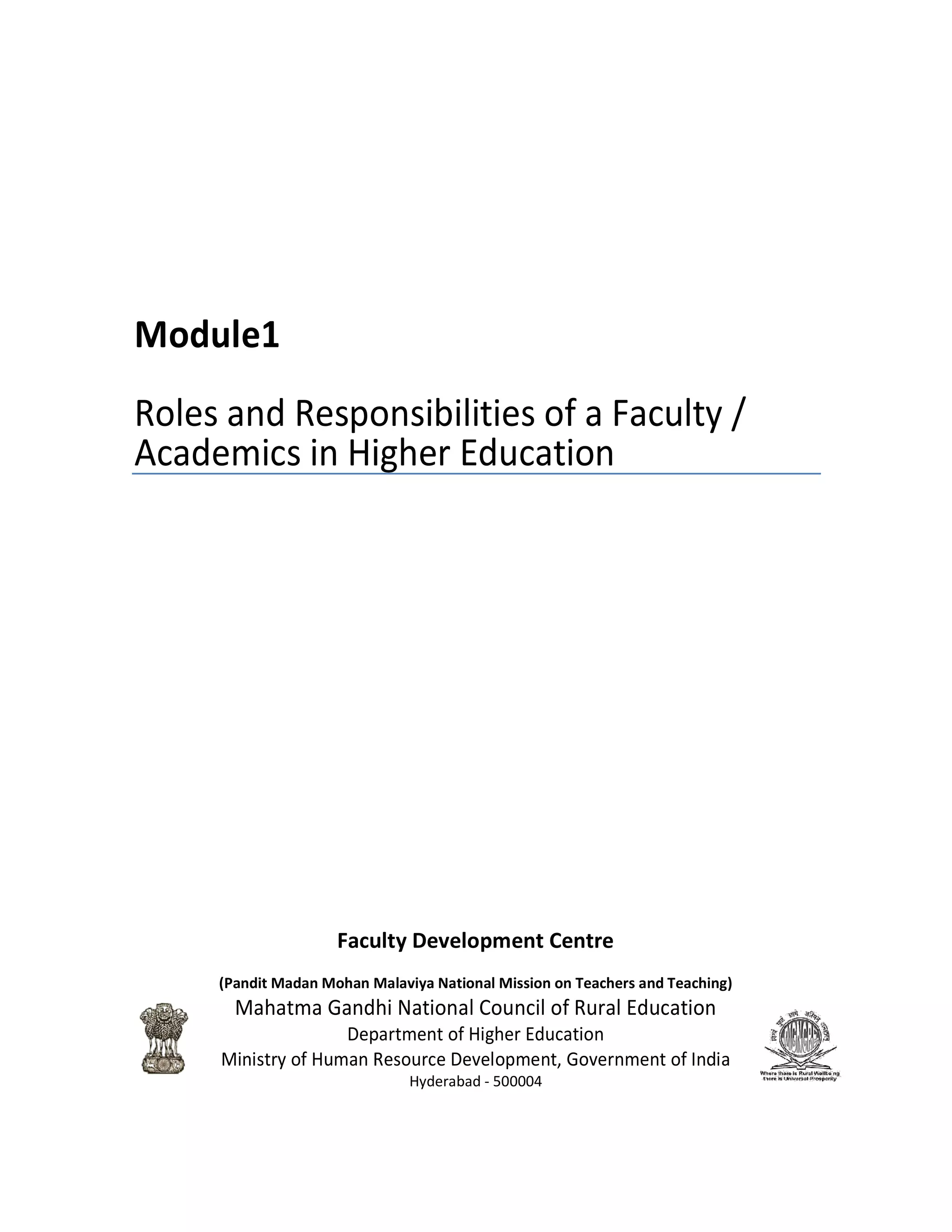 Module 01 roles and responsibilities of a academic or a faculty in ...