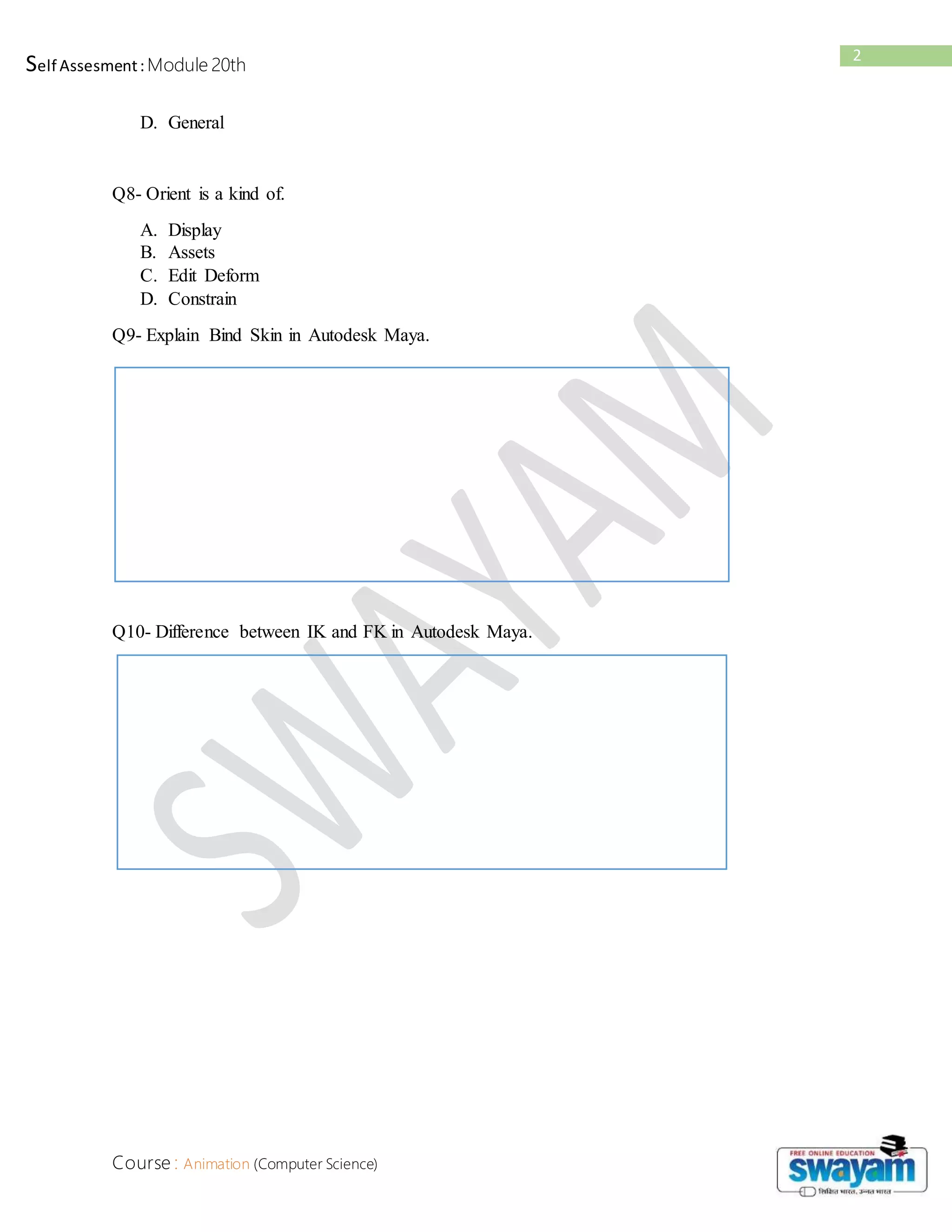 Module 020 creating blend shape_self assessment | DOCX