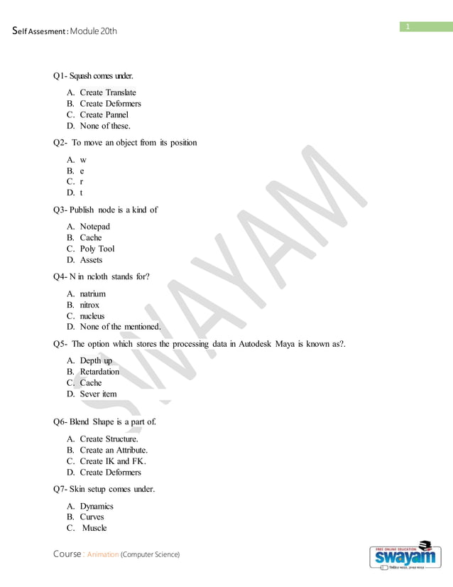 Module 020 creating blend shape_self assessment | DOCX