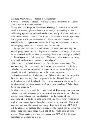 Module 02 Critical Thinking AssignmentCritical Thinking Studen | PDF