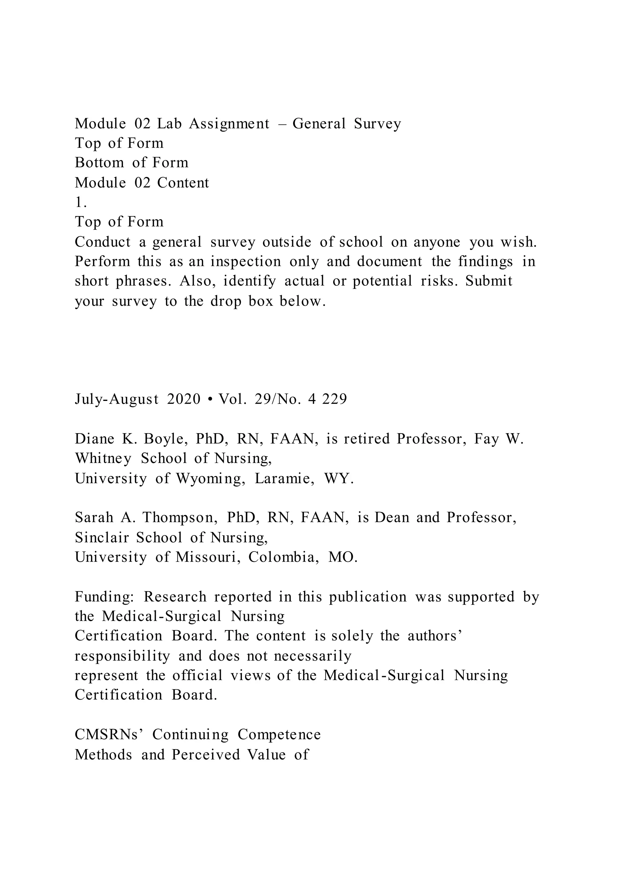 Module 02 Lab Assignment – General SurveyTop of FormBottom of | DOCX ...