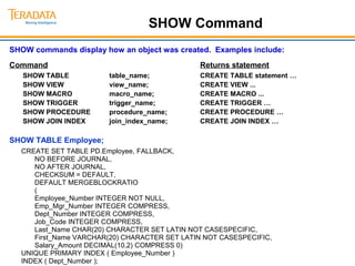 Module 02 teradata basics | PPT
