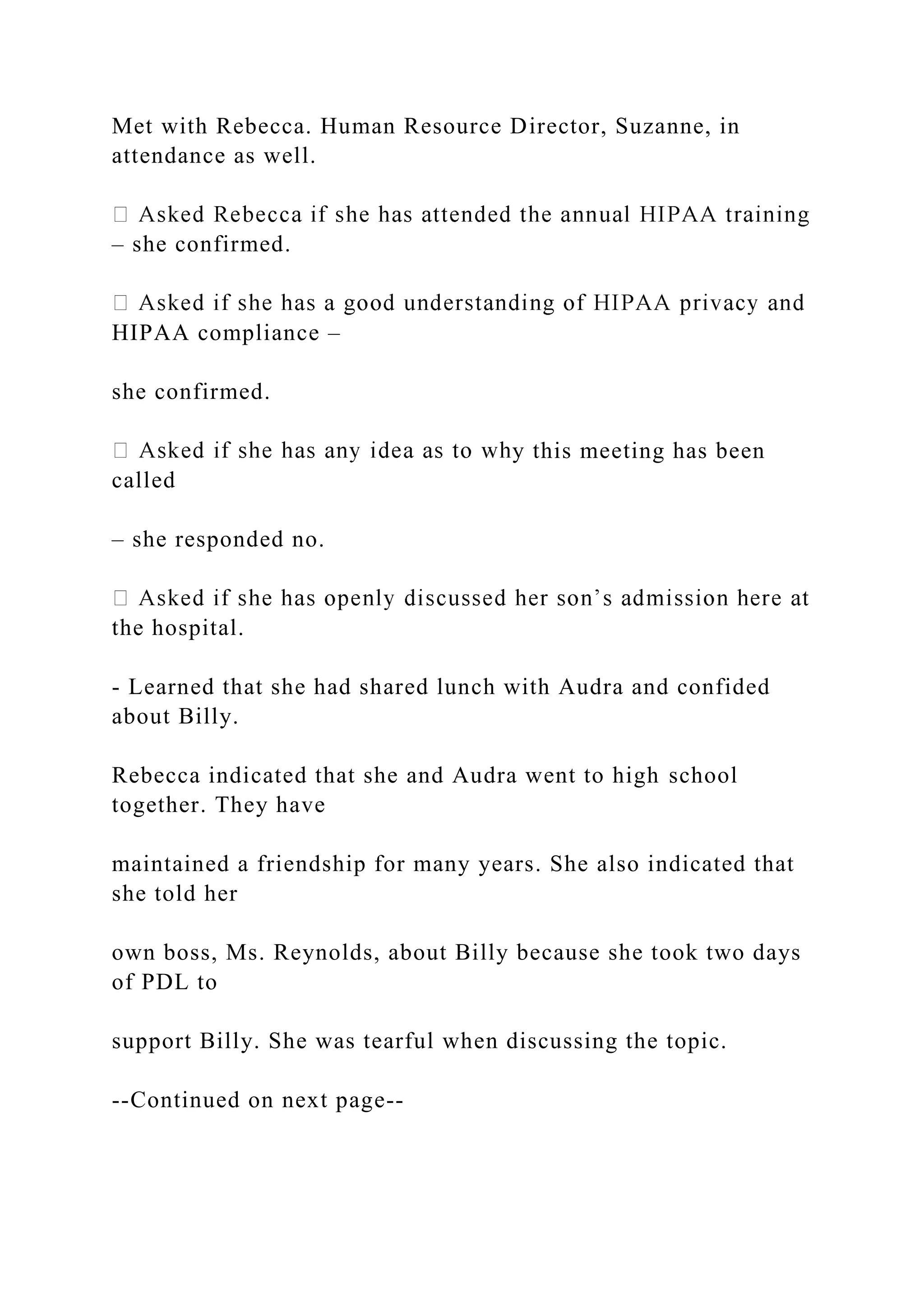Module 03 Assignment - HIPAA Scenario An Admission to the .docx