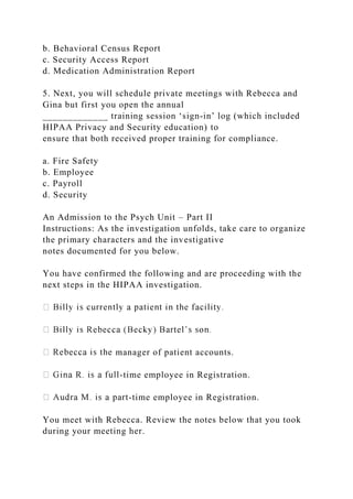 Module 03 Assignment - HIPAA Scenario An Admission to the .docx